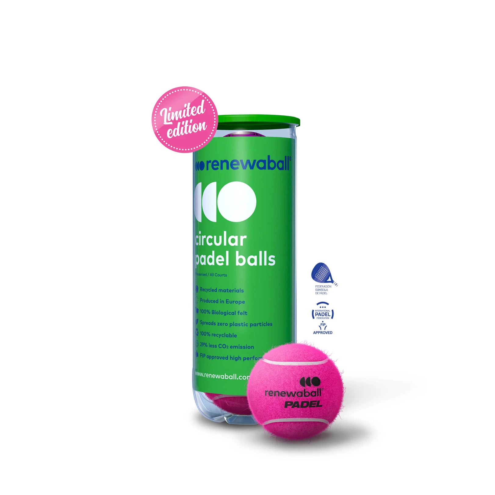 Renewaball 3 pink padel balls – Renewaball Webshop