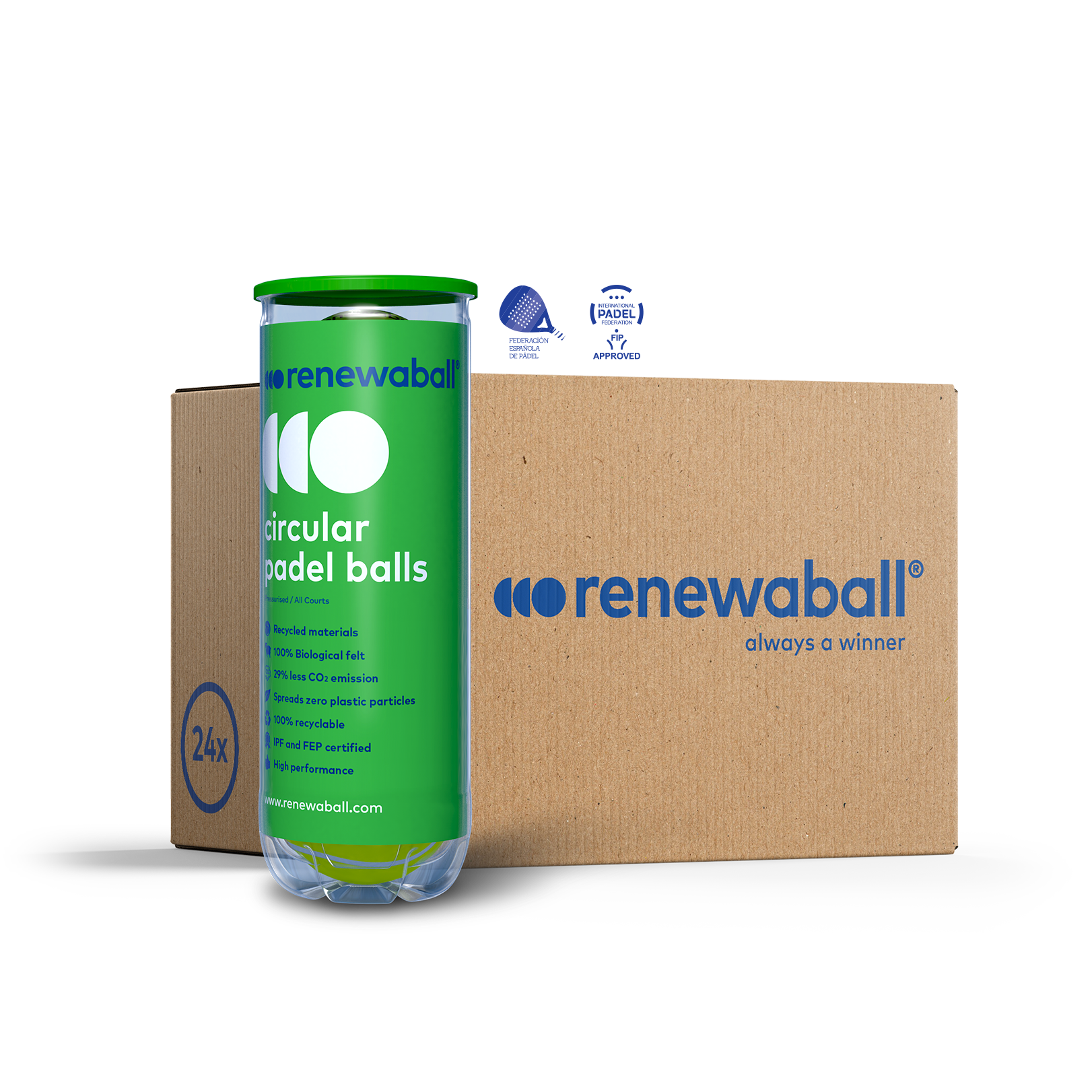 Renewaball - box 24x3 padel balls